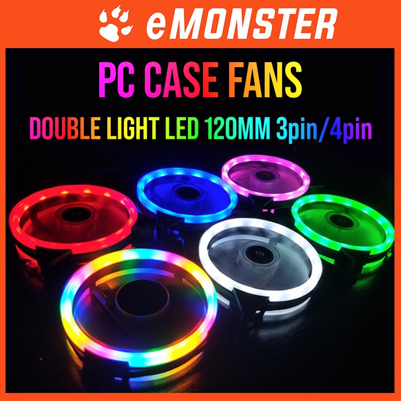 Double Light LED PC Case Fan RGB 120mm 3pin 4pin Computer Cooler Fan ...