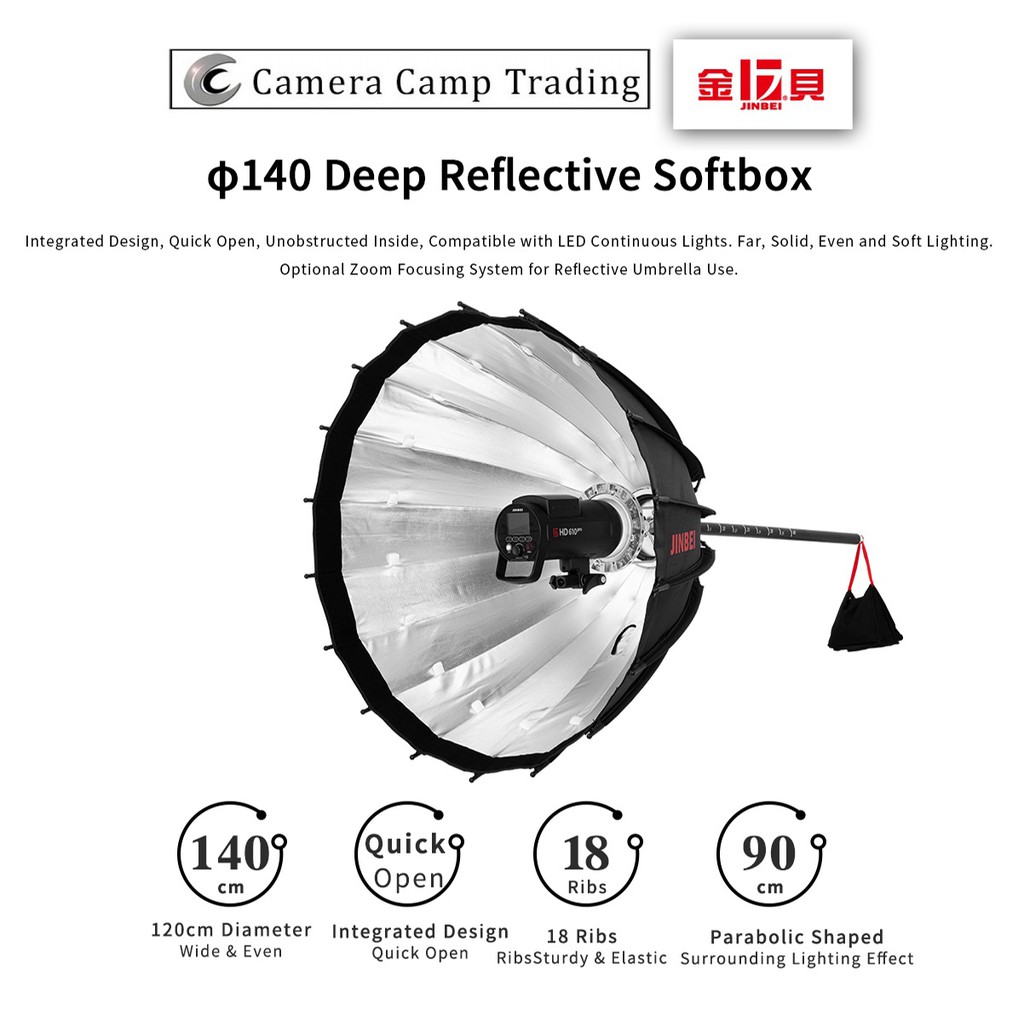 Jinbei 140cm Deep Reflective Softbox with Zoom Focusing System (Bowens Mount) | Shopee Malaysia