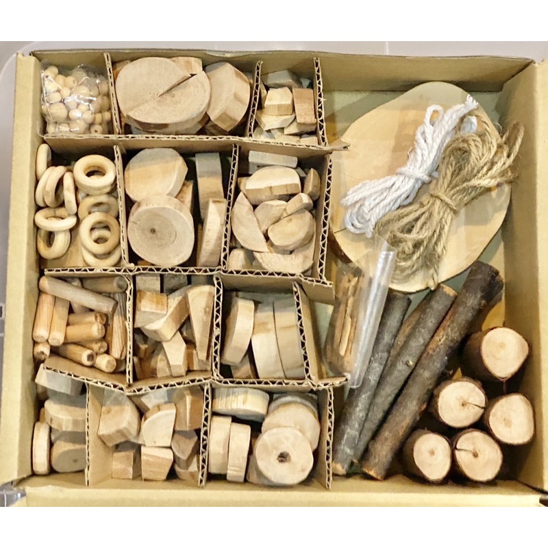 Natural Wood Set 16 in 1 Reggio Learning Materials Mainan Loose Part ...