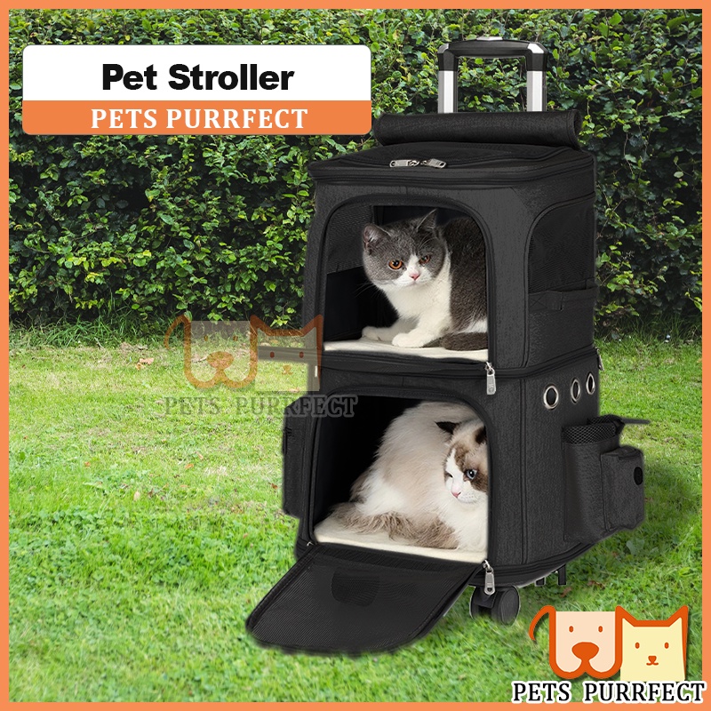 Pets Purrfect Pet Trolley Double Decker Portable Cat Stroller Extra Big ...