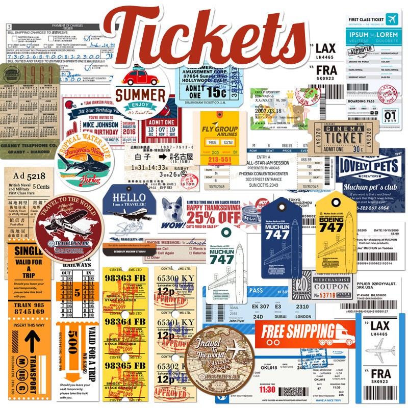 🔥Ready Stock🔥 42 Pcs Air Boarding Ticket waterproof no repeat stickers ...