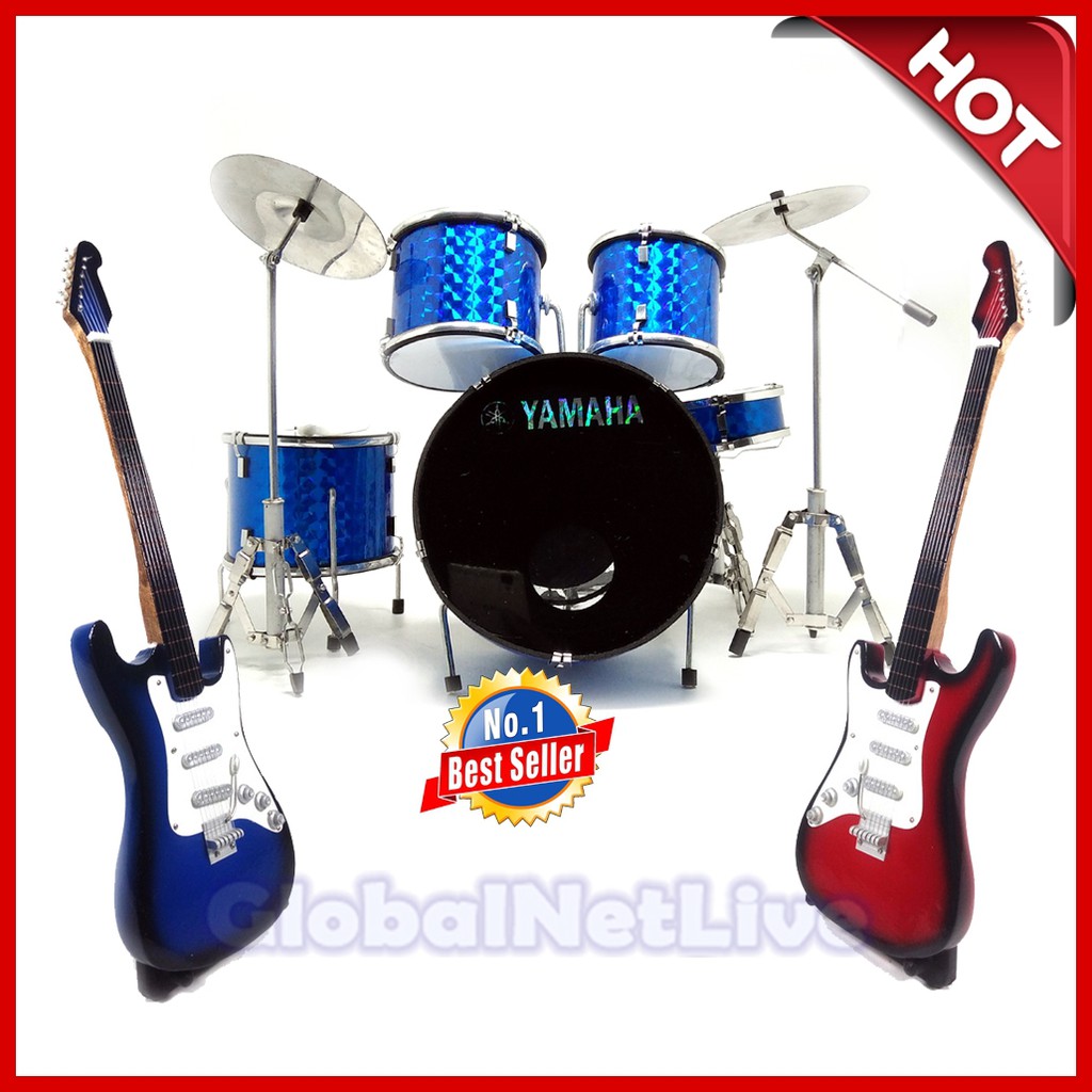Miniature Drum Set Musical Instrument Package & 2 Electric Guitars ...