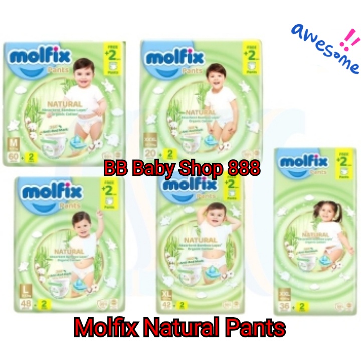 Molfix Natural Jumbo Pants Diapers (M/L/XL/XXL size) | Shopee Malaysia