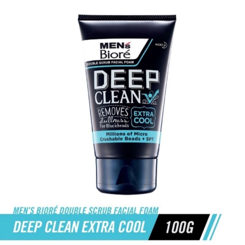 Biore Men's Double Scrub Facial Foam 100g (Deep Clean Extra Cool ...