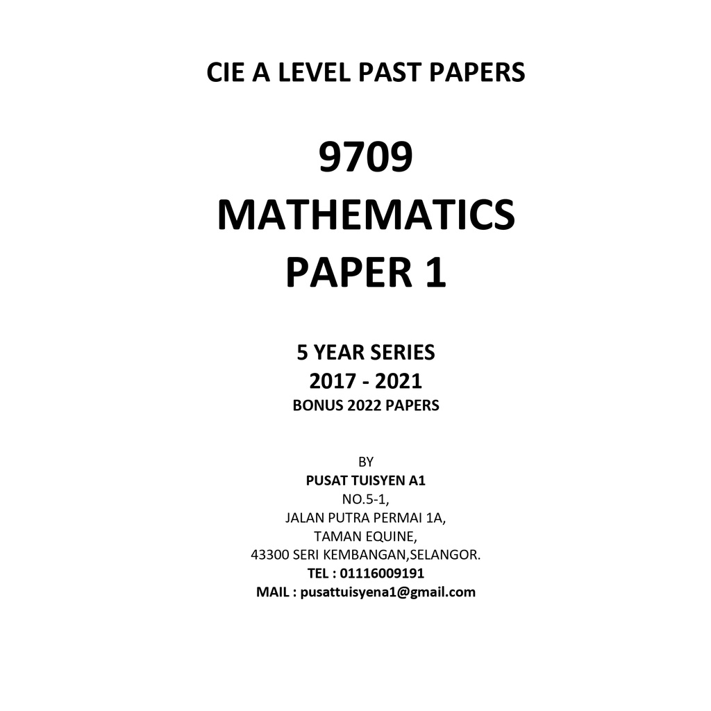 A Level Past Year Papers Mathematics 9709 | Shopee Malaysia