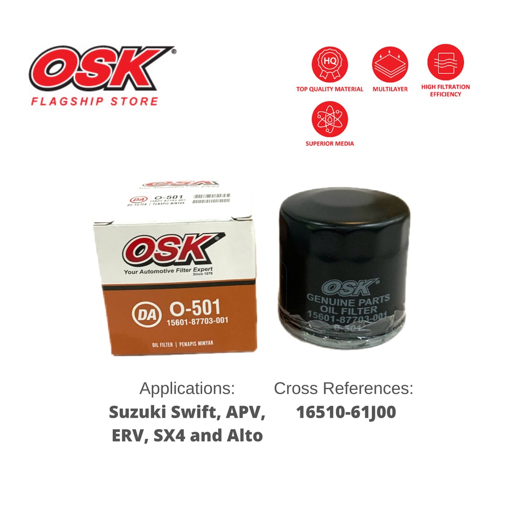 OSK OIL FILTER for Suzuki Swift, APV, ERV, SX4 and Alto (16510-61J00 ...