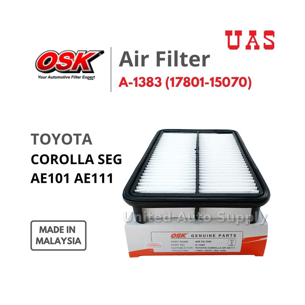 OSK Air Filter A-1383 Toyota Corolla AE101 AE111 1.6cc 17801-15070 ...