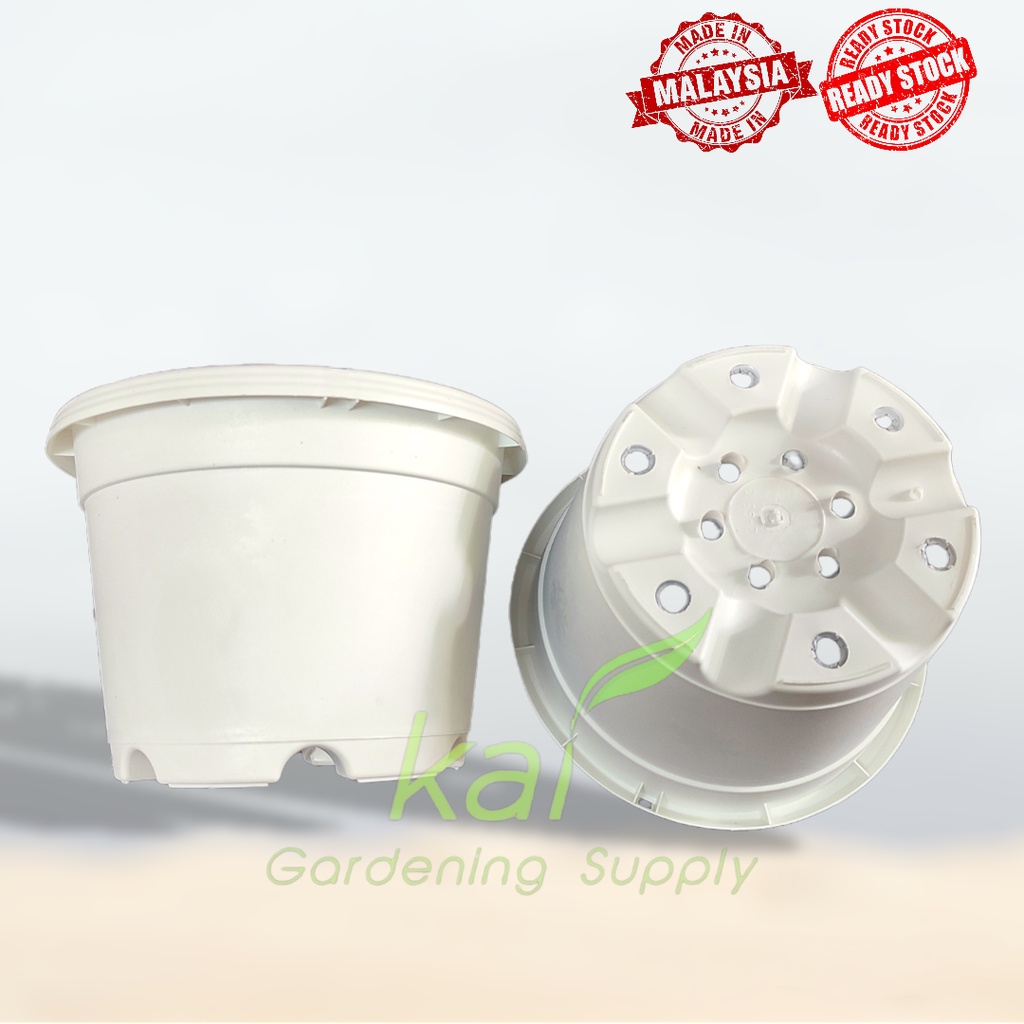 GFE 21CM Flower Pot Pasu Bunga Pasu Plastik Putih READY STOCK | Shopee ...