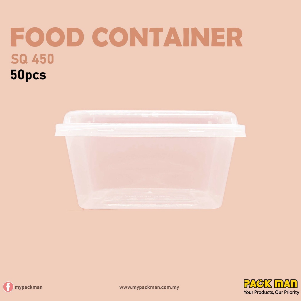 SQ 450 SQUARE DISPOSABLE PLASTIC FOOD CONTAINER (50 PCS) | Shopee Malaysia