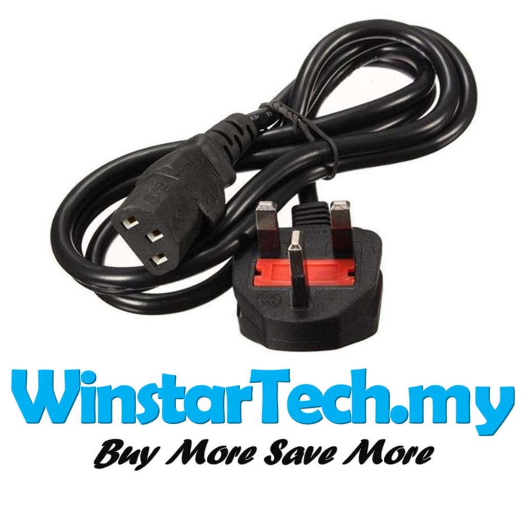 UK Malaysia plug 3 pin C13 Power Cord Cable Copper PC Monitor 1.5m ...