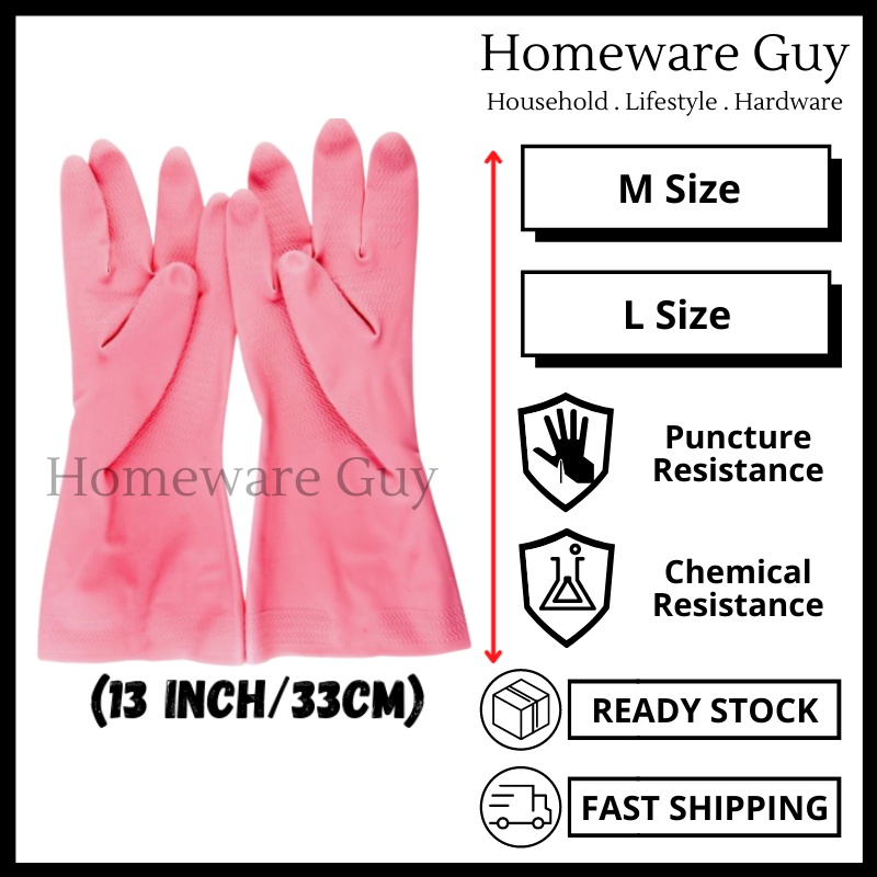 (1 Pair) Long Rubber Glove Kitchen Glove Dishwashing Glove Sarung ...