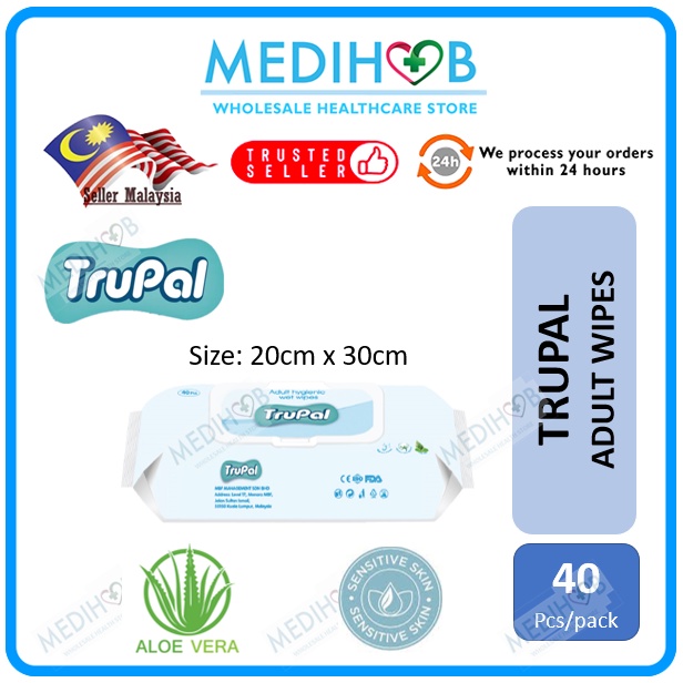 Trupal/Hero Adult Hygienic Wet Wipes 40PCS/Pack | Shopee Malaysia