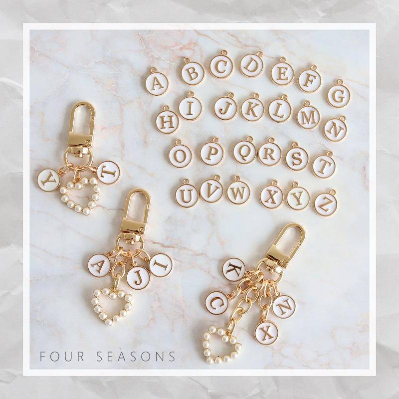 Key Chain Customization Simple English Letter Pearl Heart Keychain ...