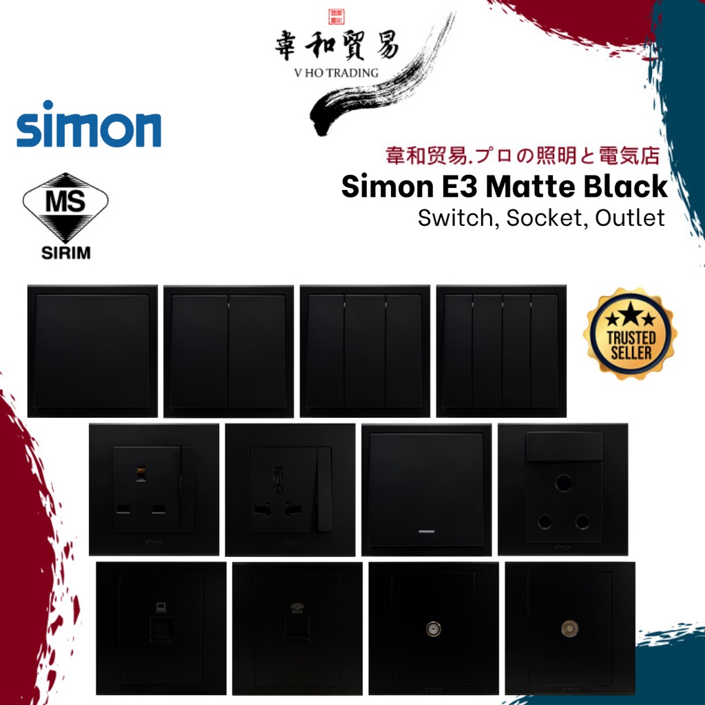 [VHO] [SIRIM] Simon Black E3 Series Switchs,Wall Switch,15a 20a switch ...