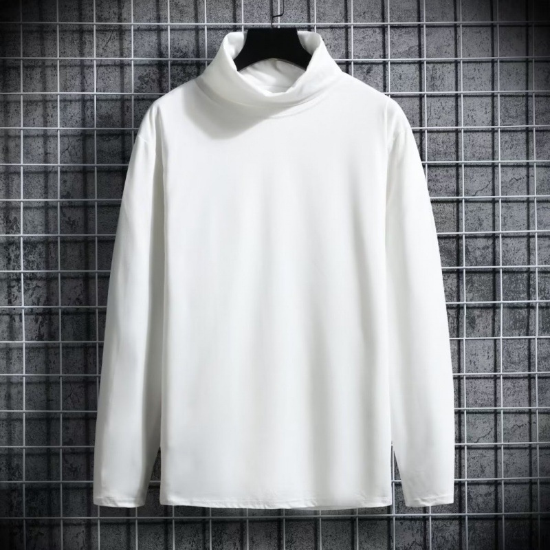 M-8XL Plus Size Turtleneck T Shirt Men Basic Plain Long Sleeve Tshirt ...