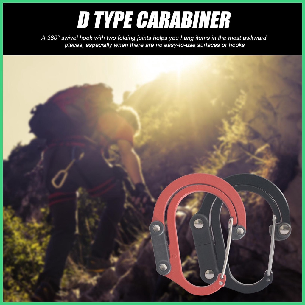 Carabiner Clip Climbing Heavy Duty D Type Aluminum Locking Clips ...