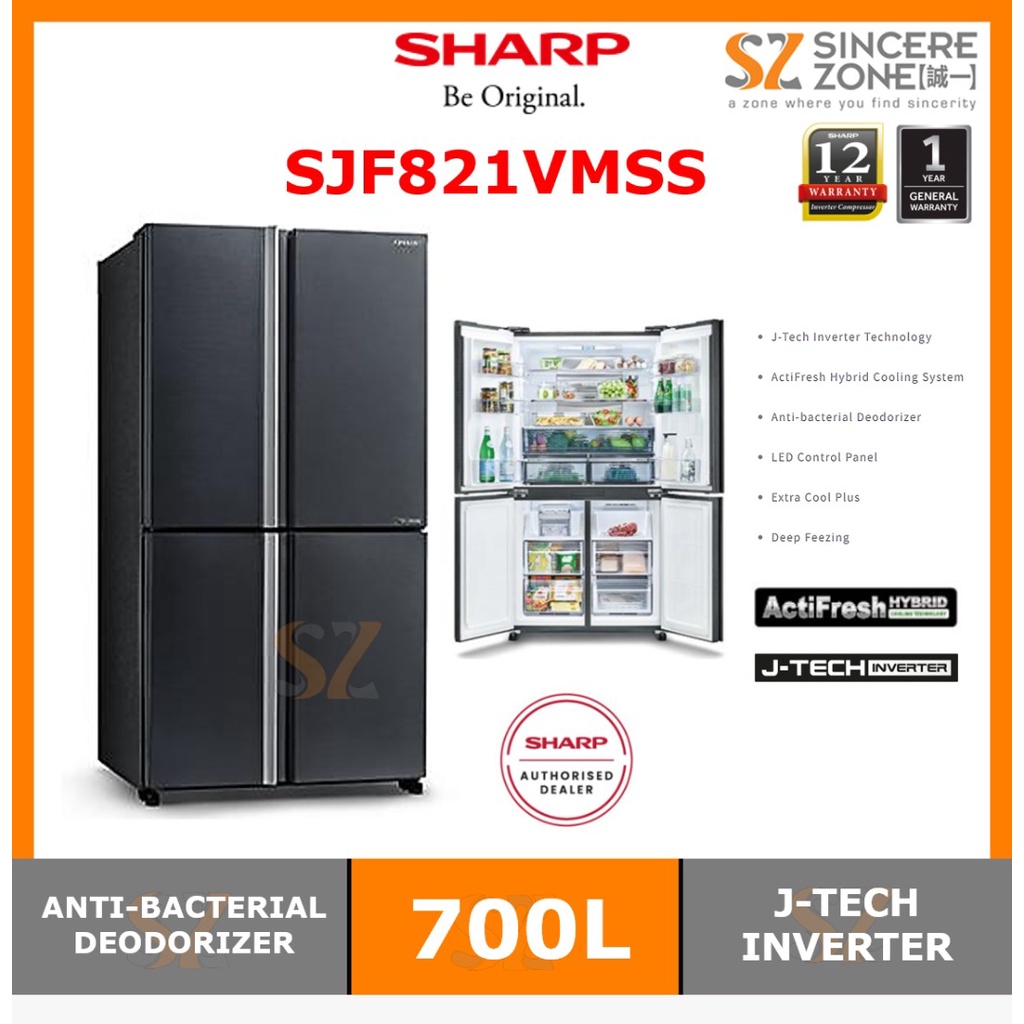 Sharp SJF821VMSS 700L Avance Series 4 Door Refrigerator | Shopee Malaysia