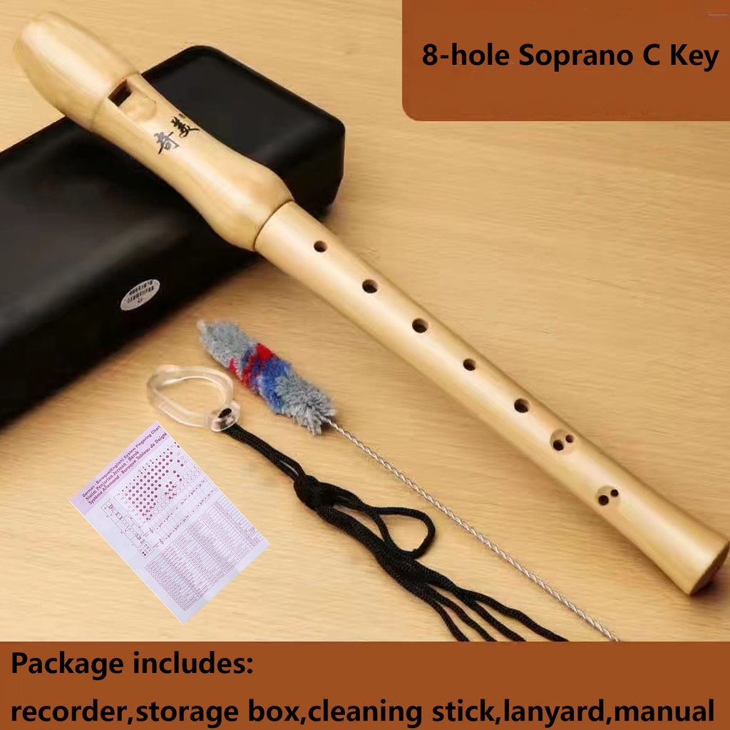 Baroque Recorder 8 holes,Soprano C Key Recorder Made of Maple Wood with ...
