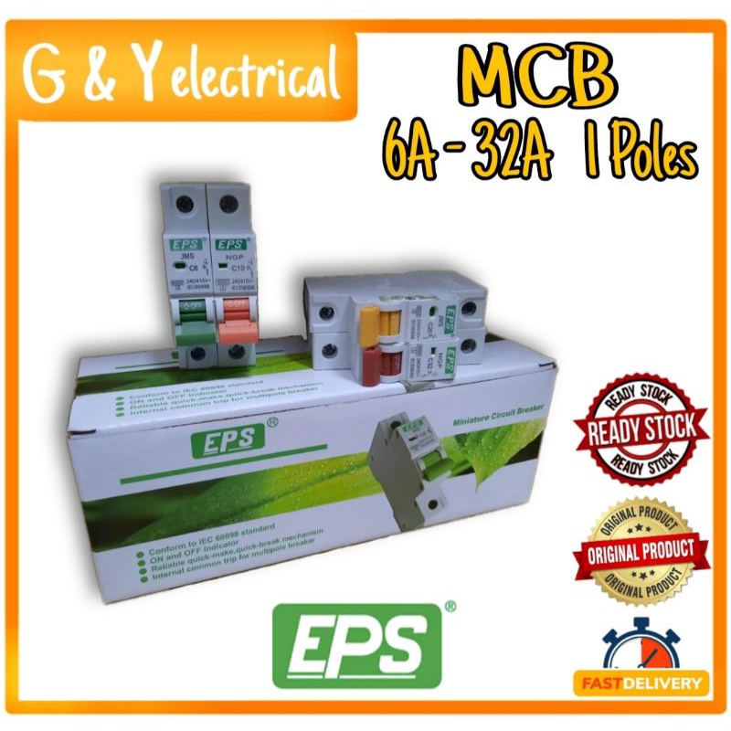 EPS MCB 1 Pole (6kA) 6A / 10A / 20A / 32A Miniature Circuit Breaker ...
