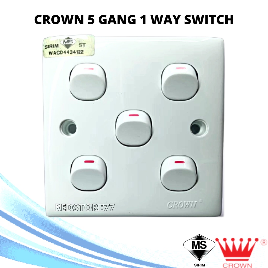 CROWN SIRIM SWITCHES SWITCH 1 2GNG 2GANG 3 GANG 4 GANG 5GANG BELL PRESS ...
