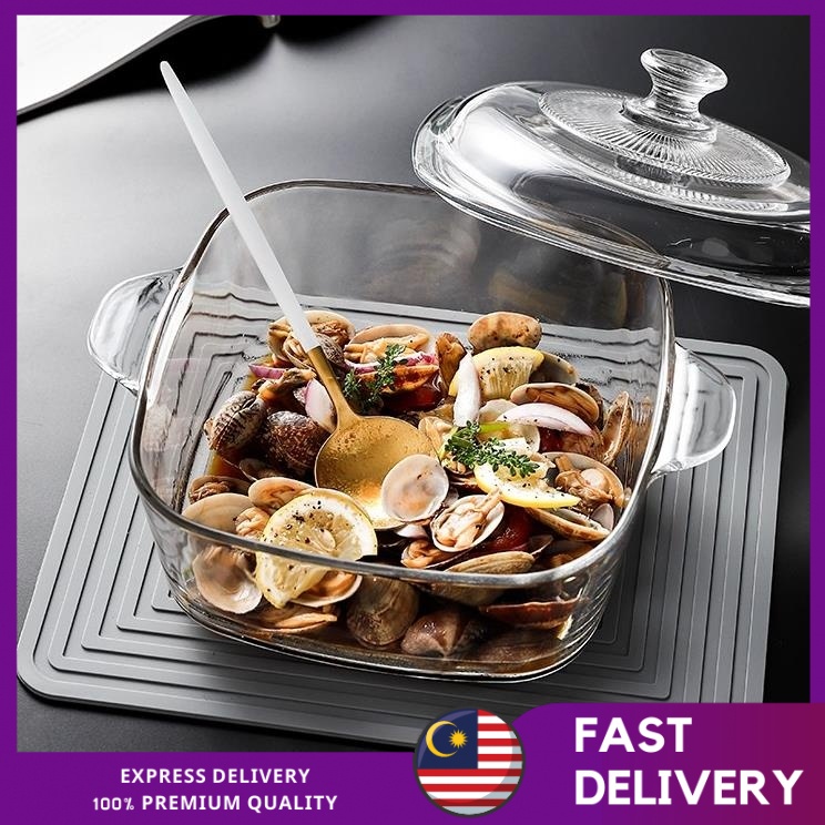 Microwave Oven Tempered Glass Serving Square Casserole with Lid ...