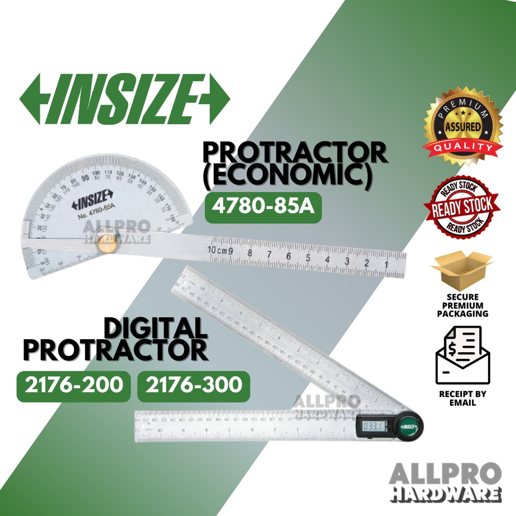 INSIZE 2176 Digital Protractor 180 Degree Angle Ruler Rotary Gauge Alat ...