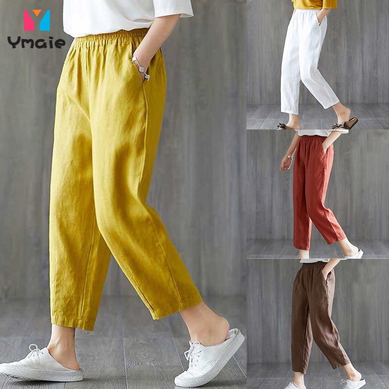 Women's Trousers Cotton and Linen Casual Korean Version of Loose Thin ...