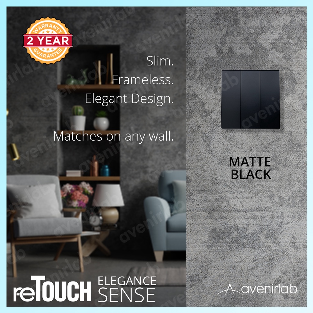 [MATTE BLACK] reTouch Switch Elegance Sense 16A Wall Switch 13A 15A 20A ...