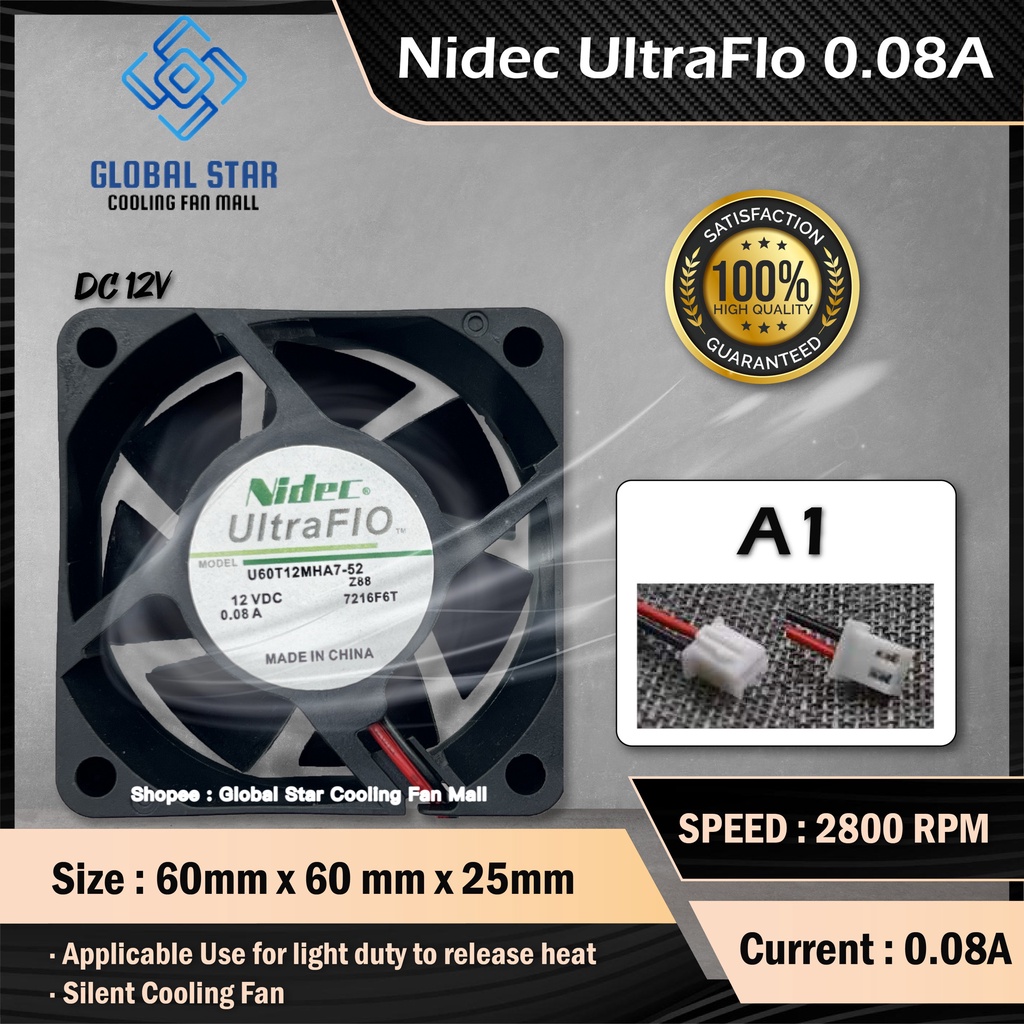GS Nidec Ultra Flo DC12V 0.08A 2800rpm Silent Cooling Fan [NEW ...