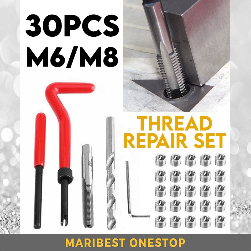 30PCS M6/M8 HSS Thread Repair Tools Metric Tap Thread Car Coil Drill ...