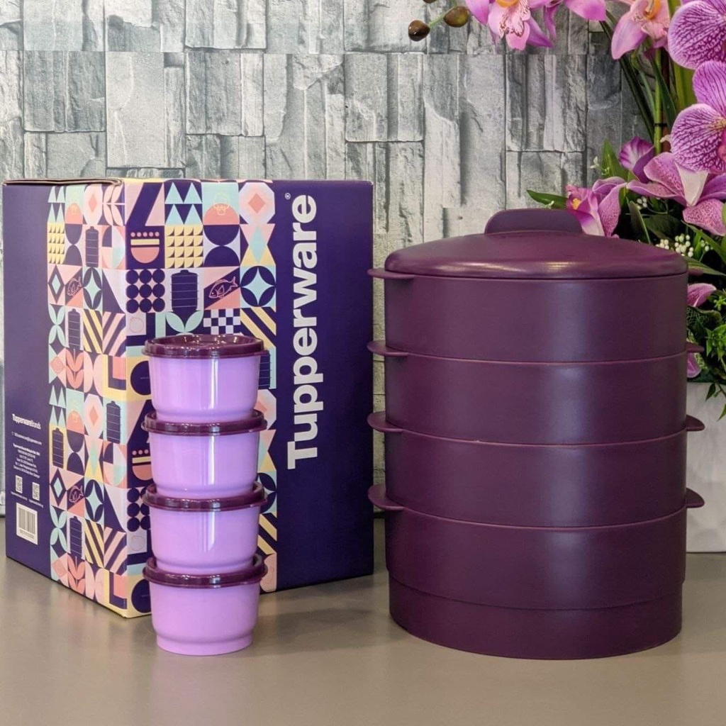 *Purple*Tupperware Steam It with gift box 4 tiers layers/steamable ...