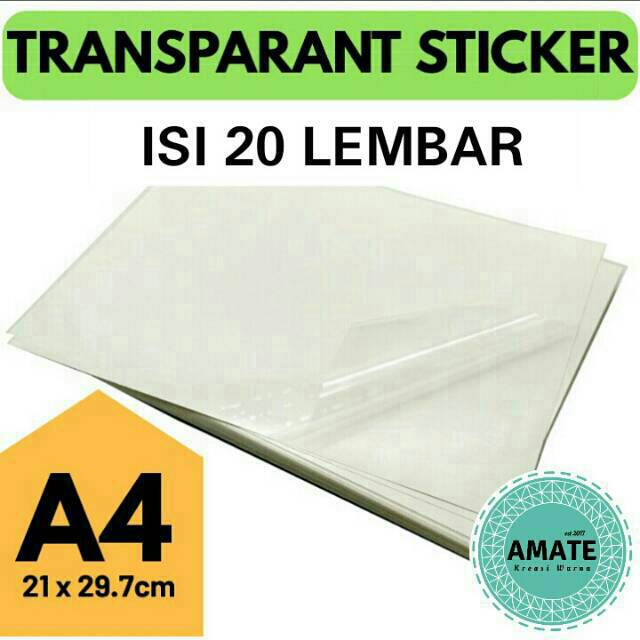 A4 Transparent Vinyl Sticker (Contents 20 Sheets) | Clear Laminated ...