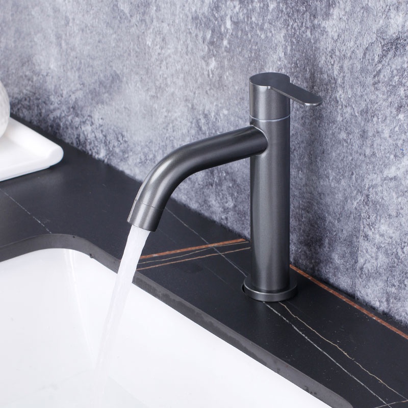 Single cold gray bathroom basin basin top faucet cold water 304 ...