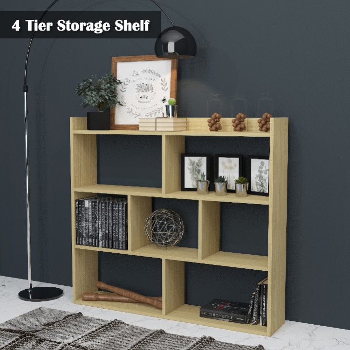 WONDERFUL Rak Buku Display Rack 4 Tier Book Rack Bookcase Tabletop Rack ...