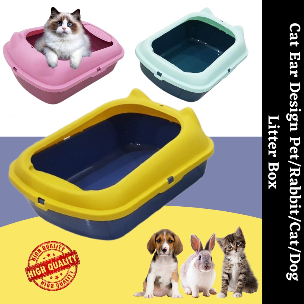 Cat Ear Design Pet/Rabbit/Cat/Dog Litter Box (Large & Small) | Shopee ...