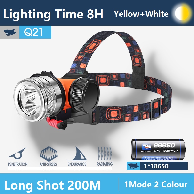 Smiling Shark Diving Head Lamp Led Dive Headlight IPX8 Waterproof ...