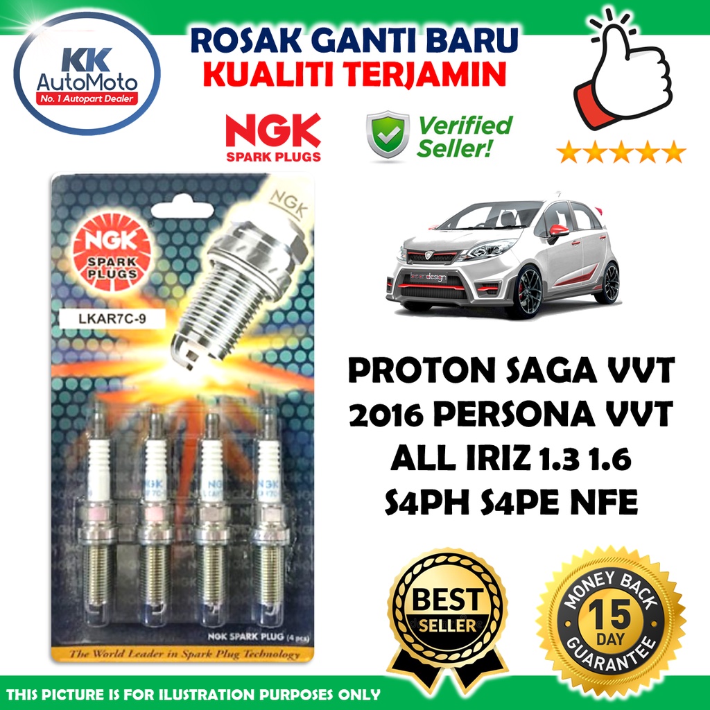 4 Biji LKAR7C-9 Genuine Original NGK Spark Plugs Plug Proton New Saga ...