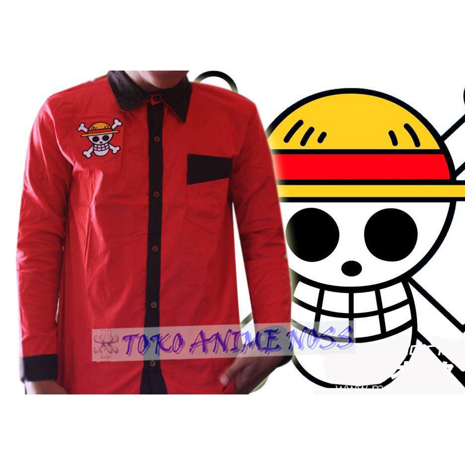 KEMEJA One piece Red anime Shirt | Shopee Malaysia