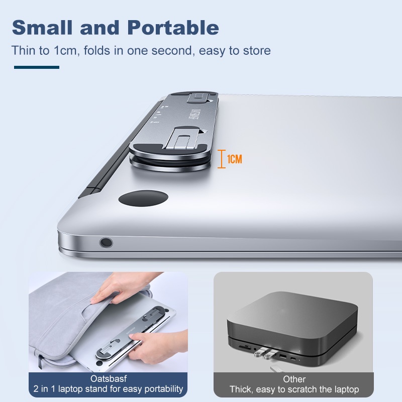 OATSBASF USB Hub 3.0 Docking Station Laptop Stand PD Fast Charging Data ...