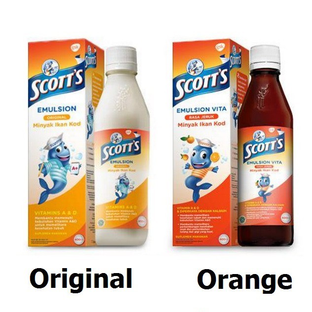 SCOTTS EMULSION COD LIVER OIL ORIGINAL/ORANGE (200ML/400ML) | Shopee ...