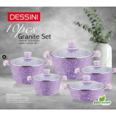 periuk batu 🌹READY STOCK🌹 10 pcs Dessini Granite Diamond Cookware Set ...
