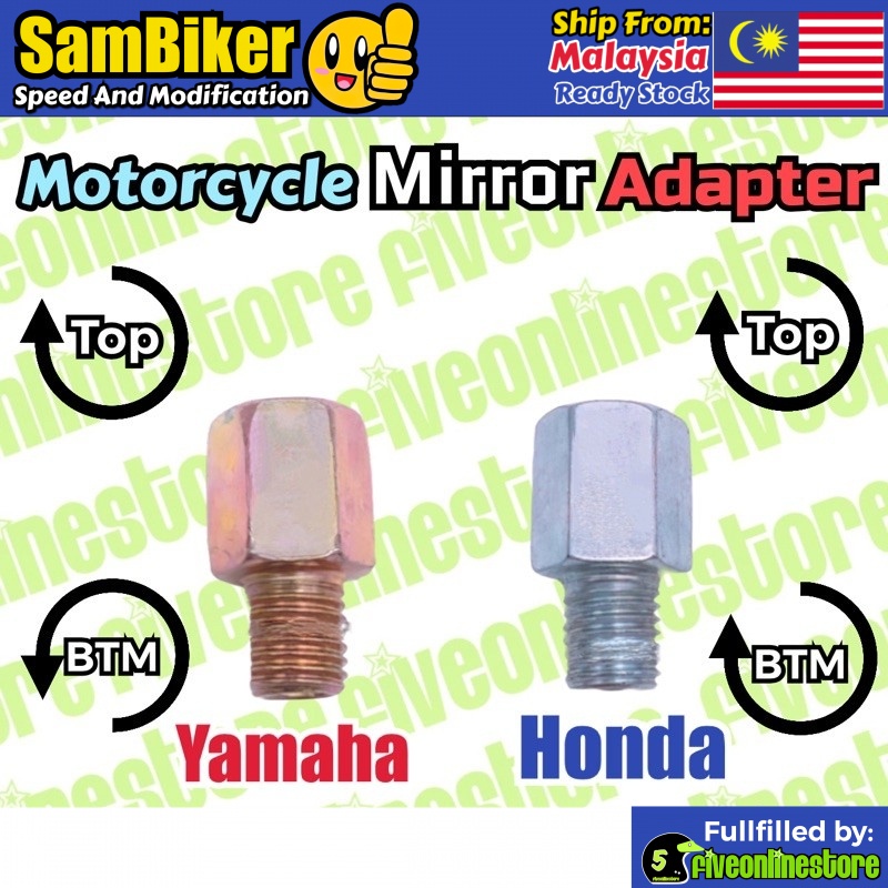1PCS Motorcycle Side Mirror Adapter Bolts Screw HONDA YAMAHA 1PCS 10MM ...