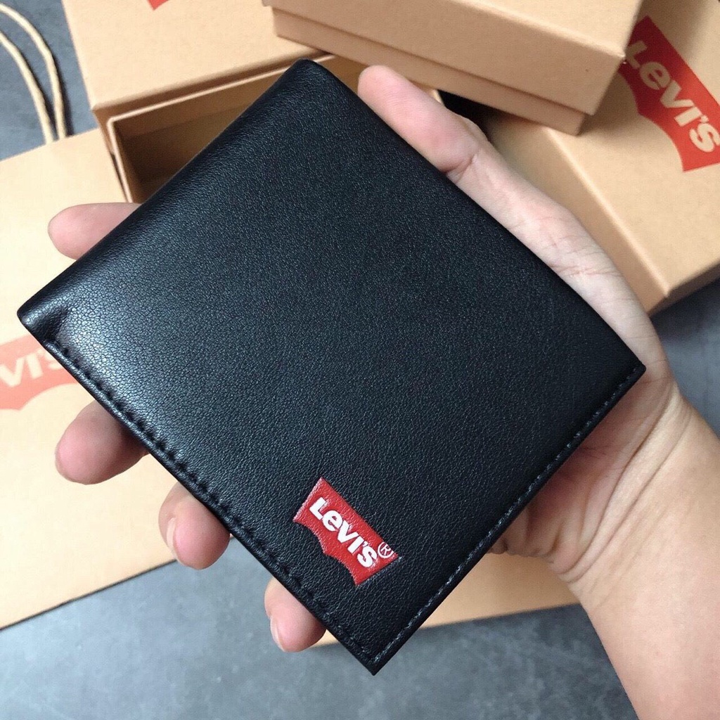 Men's plain black wallet with logo and beautiful leather corners with ...