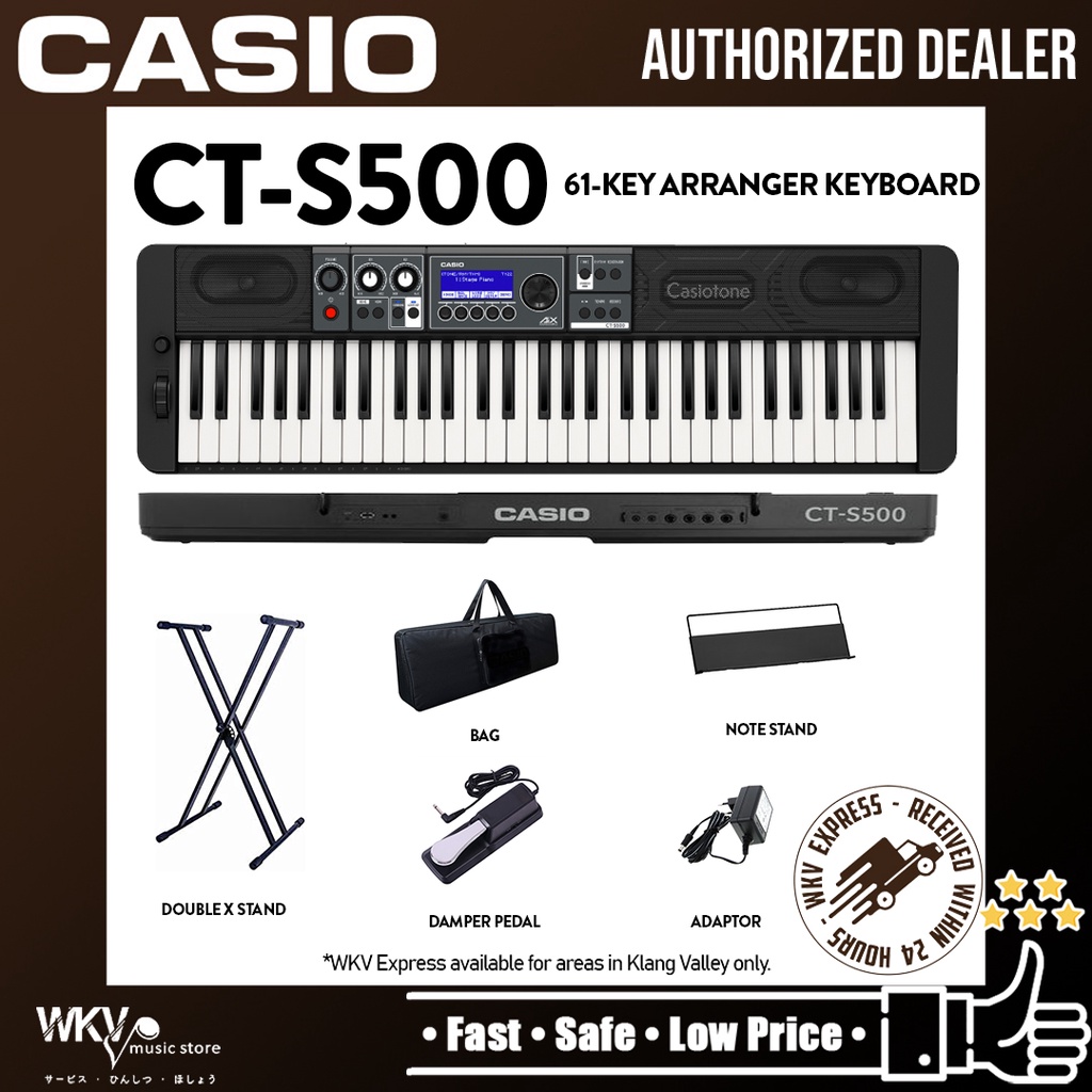 Casio Casiotone CT-S500 61-key Arranger Keyboard Package (CTS500 / CT ...