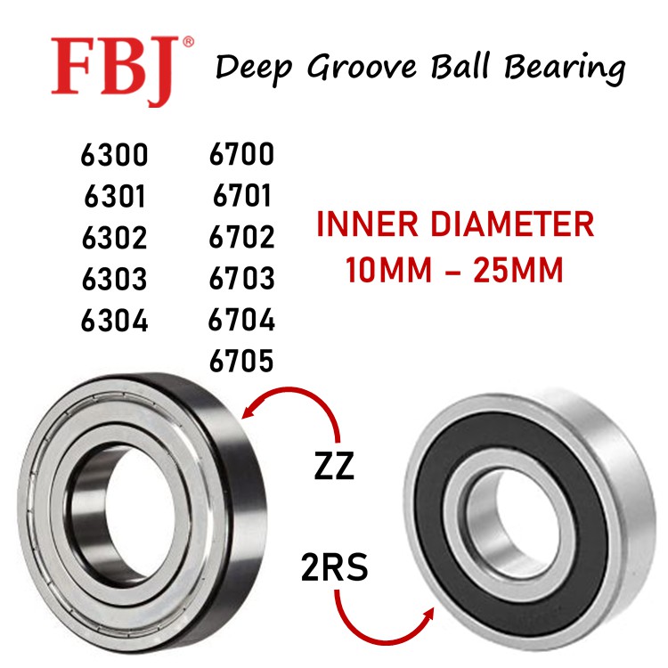 🇲🇾 FBJ DEEP GROOVE BALL BEARING ZZ / 2RS 6300 6301 6302 6303 6304 6305 6700 6701 6702 6703 6704 ...