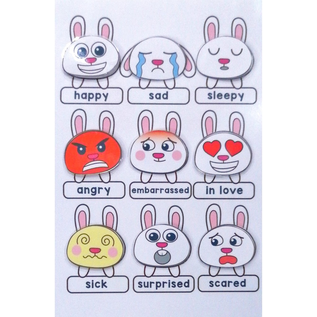 Emo Recognition-Rabbit Emotions Matching Montessori Early Learning Busy ...