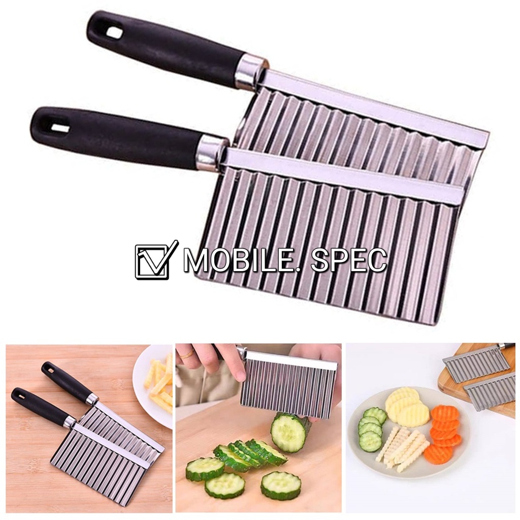 Stainless Steel Potato Chip Vegetable Crinkle Wavy Cutter Slicer Jelly ...