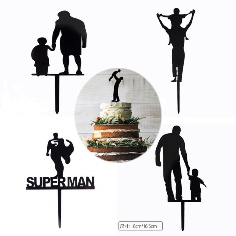 LOVE Dad with Baby Acrylic Cake Topper Gold Dad Father Birthday Cake ...