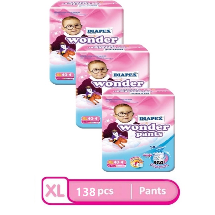 Diapex Wonder Pants Jumbo Pack - XL(40 X 3 pack) Free 4 PCS | Shopee ...