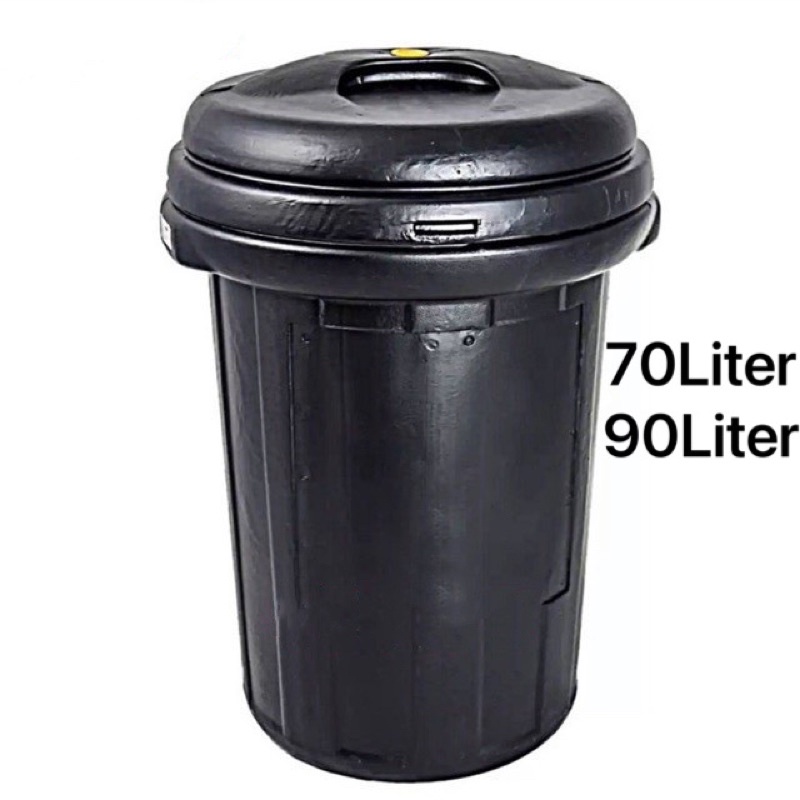 70L/90L FIBER Garbage Bin Dustbin With Cover MAPO HEAVY DUTY / Tong Sampah Hitam Fiber / Garbage ...